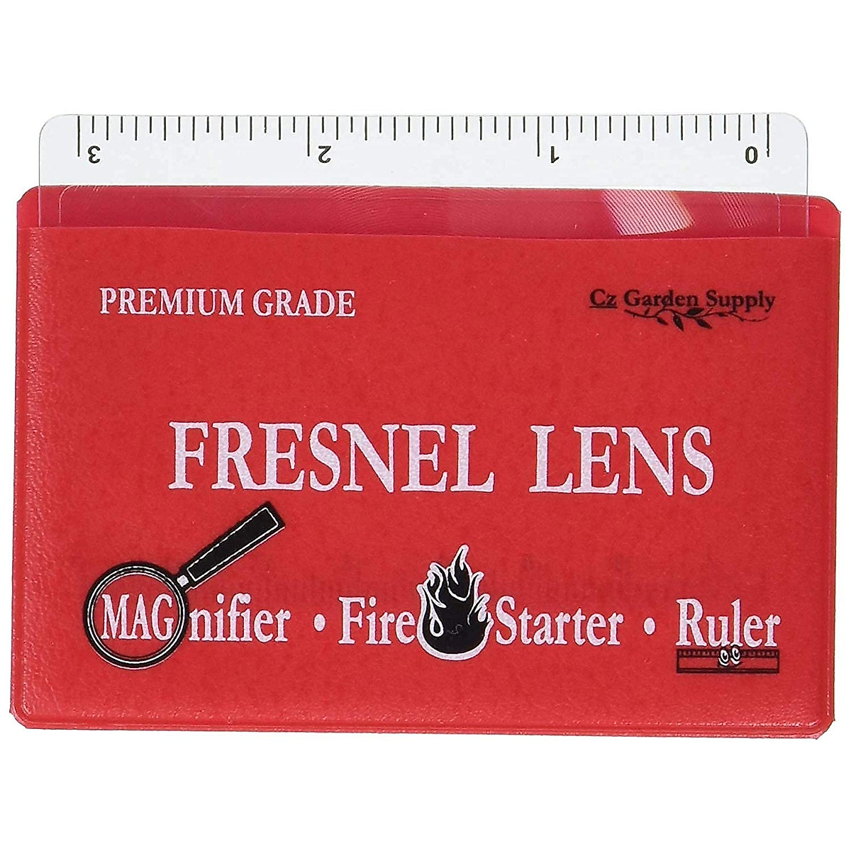 Fresnel Lens 4X Magnifier Pocket Wallet Credit Card Size • Ruler - Unbreakable Plastic for Home Office Classroom & Outdoor EDC Survival Kit Bushcraft (10 Pack Ruler/Magnifier - Red)