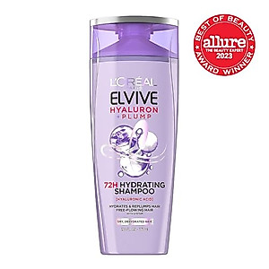 L'Oreal Paris Elvive Hyaluron Plump Hydrating Shampoo for Dehydrated, Dry Hair Infused with Hyaluronic Acid Care Complex, Paraben-Free, 12.6 Fl Oz