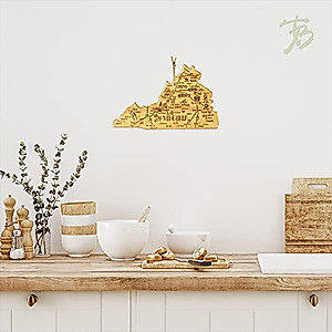 Totally Bamboo Destination Virginia State Shaped Serving and Cutting Board, Includes Hang Tie for Wall Display