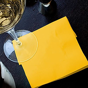 Cocktail Napkins 3-ply 80PCS Yellow Beverage Napkin Disposable Paper Cocktail Napkins Dinner Napkins for Birthday Graduation Party Restaurant Bar Picnic