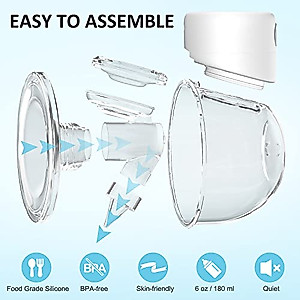 Breast Pump, Wearable Breast Pump, Hands Free Breast Pump, Electric Breast Pump 2 Mode & 9 Levels, 24mm Flange, 2 Pack