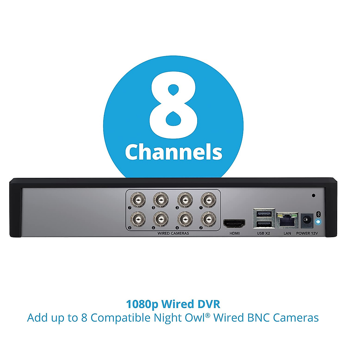 Night Owl 8 Channel Bluetooth Video Home Security Camera System with (8) Wired 1080p HD Indoor/Outdoor Spotlight Cameras with Audio and 1TB Hard Drive