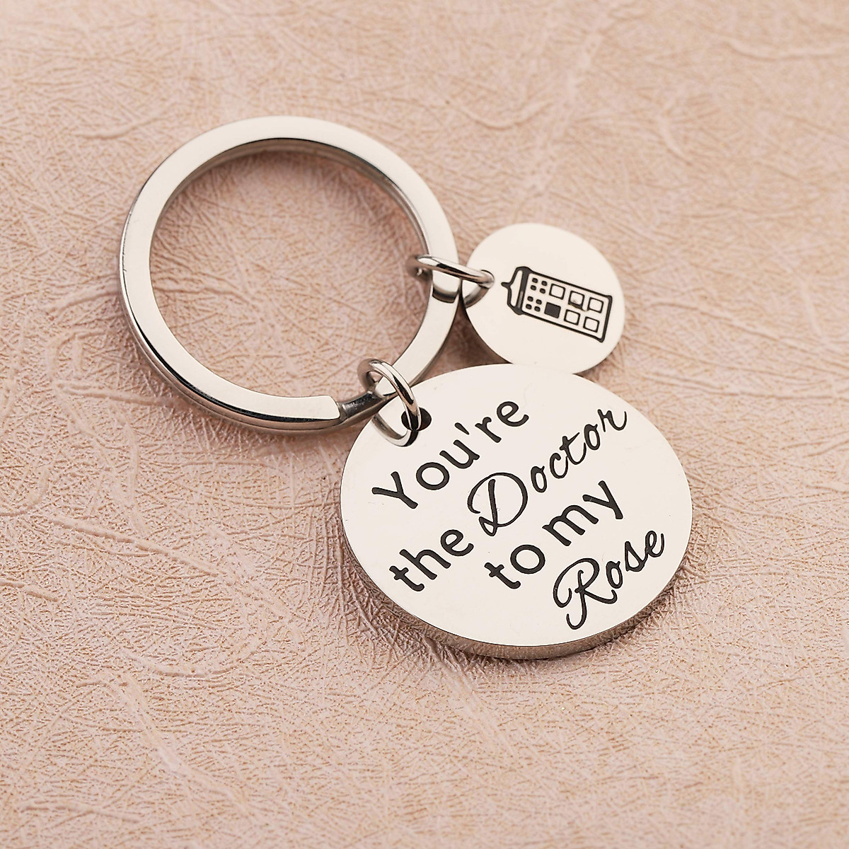 BAUNA Movie Inspired Keychain with Police Box Charm You're the Doctor to my Rose Couple Gift Keychain Set for 2