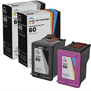 LD © Remanufactured Ink Cartridge Replacements for HP CC640WN (HP 60) Black and HP CC643WN (HP 60) Color (1 Black and 1 Color) for use in HP Photosmart, Envy e All-in-one, and Deskjet Printers