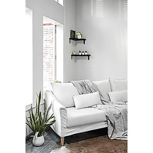 Mkono Corner Wall Shelves Rustic Wooden Floating Corner Shelves Display L Shapped Storage Organizer Displays for Home Living Room Barthroom Bedroom Office, Set of 2, Black