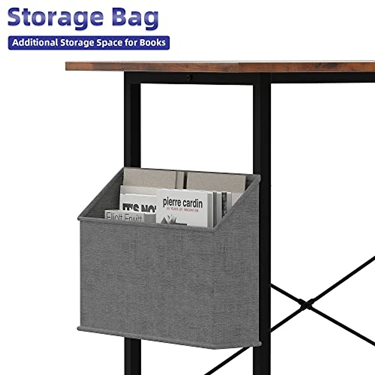 Pamray 32 Inch Computer Desk for Small Spaces with Storage Bag, Home Office Work Desk with Headphone Hook, Small Office Desk Study Writing Table