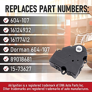 HVAC Blend Door Actuator - Replaces 604107, 16124932, 16177412, 604-107 - Compatible with Chevy, GMC Vehicles and More - Tahoe, Monte Carlo, Corvette, Malibu, K1500 Suburban, Yukon, Regal