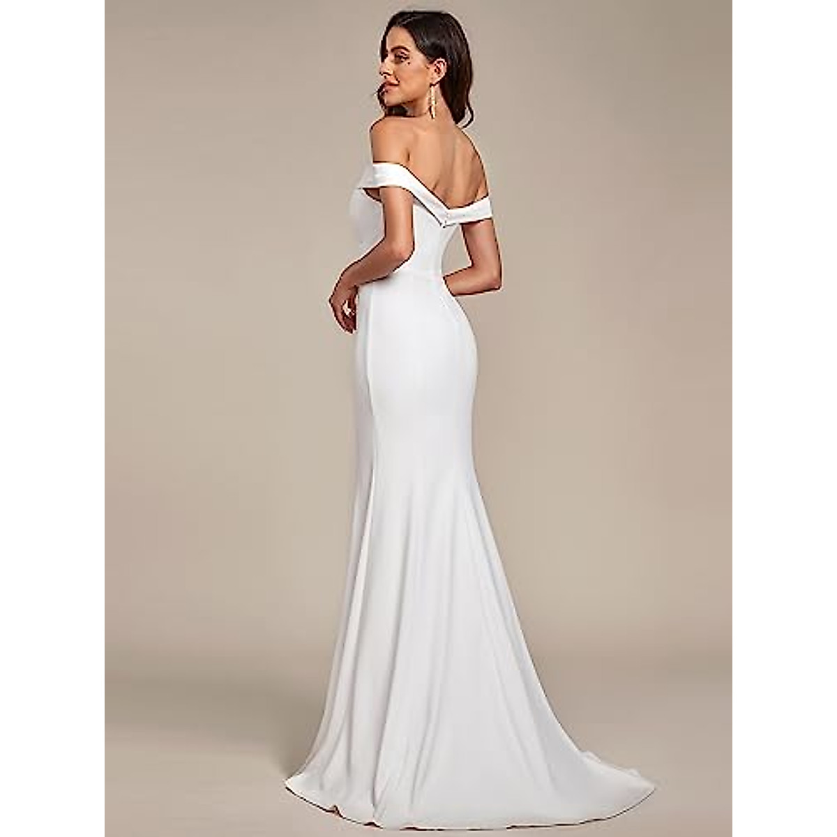 Ever-Pretty Women's Off-Shoulder Mermaid Sweep Train Long Wedding Dresses for Bride White US4