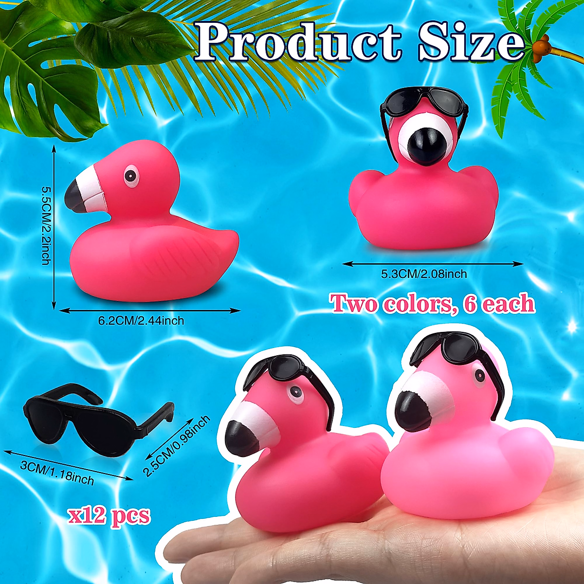 12 Set Hot Pink Rubber Ducks Bulk Pink Bath Toys for Baby Shower Birthday Party Favors Classroom Prizes