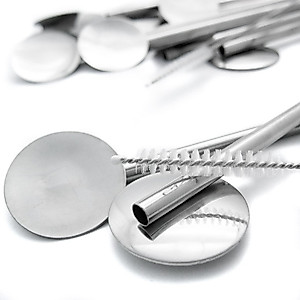 kilofly Reusable Spoon Drink Straws Value Pack [Set of 12 + 2 Cleaners], 7.8 inch