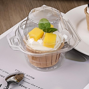 HANSGO 30PCS Individual Cupcake Containers, Plastic Clear Cupcake Holders Stackable Deep Dome Cupcake Carrier for Showcasing Protecting Cakes Muffins Desserts 3.9"x3.7"x3.5"