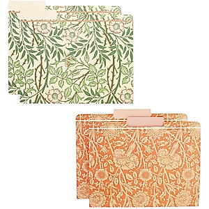 12 Pack William Morris Floral File Folders, Decorative 1/3 Cut Tab, Letter-Size Holders for Home Office in 6 Patterned Designs