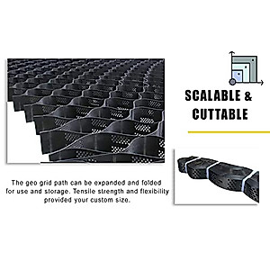 ROYUMI Gravel Grid Durable HDPE Ground Geogrid Stabilizer, 8000lbs/3600kg Load Bearing Gravel Grid, Heavy Duty Cellular Paving System, for RV Parking Slopes & Garden (Size : 4x6m/13.1x19.6ft)