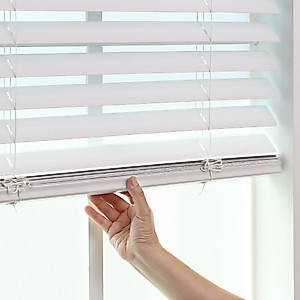 DEZ FURNISHINGS 2" Cordless Flat Slat Venetian Blind, 61.5"W x 64"H, White