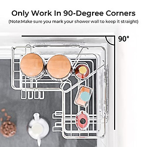 Vdomus Corner Shower Caddy Shelf, No Drilling Traceless Adhesive Rust Proof Stainless Steel Shampoo Holder with Soap Holder, Bathroom Organizer Wall Shelf Basket Rack with Hooks, 3 Pack