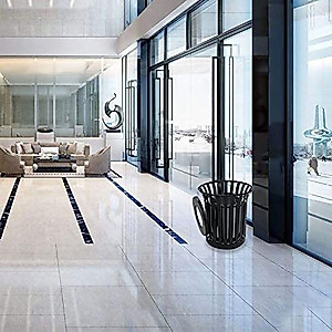 ORULA Outdoor Metal Slatted Trash Receptacle,Waste Receptacle，Commercial Trash Cans,Zone Round Garbage Bin,Square Hotel Street Patio Indoor Metal Standard Waste Receptacle