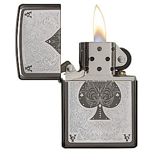 Zippo Spade Card Pocket Lighter, Black Ice