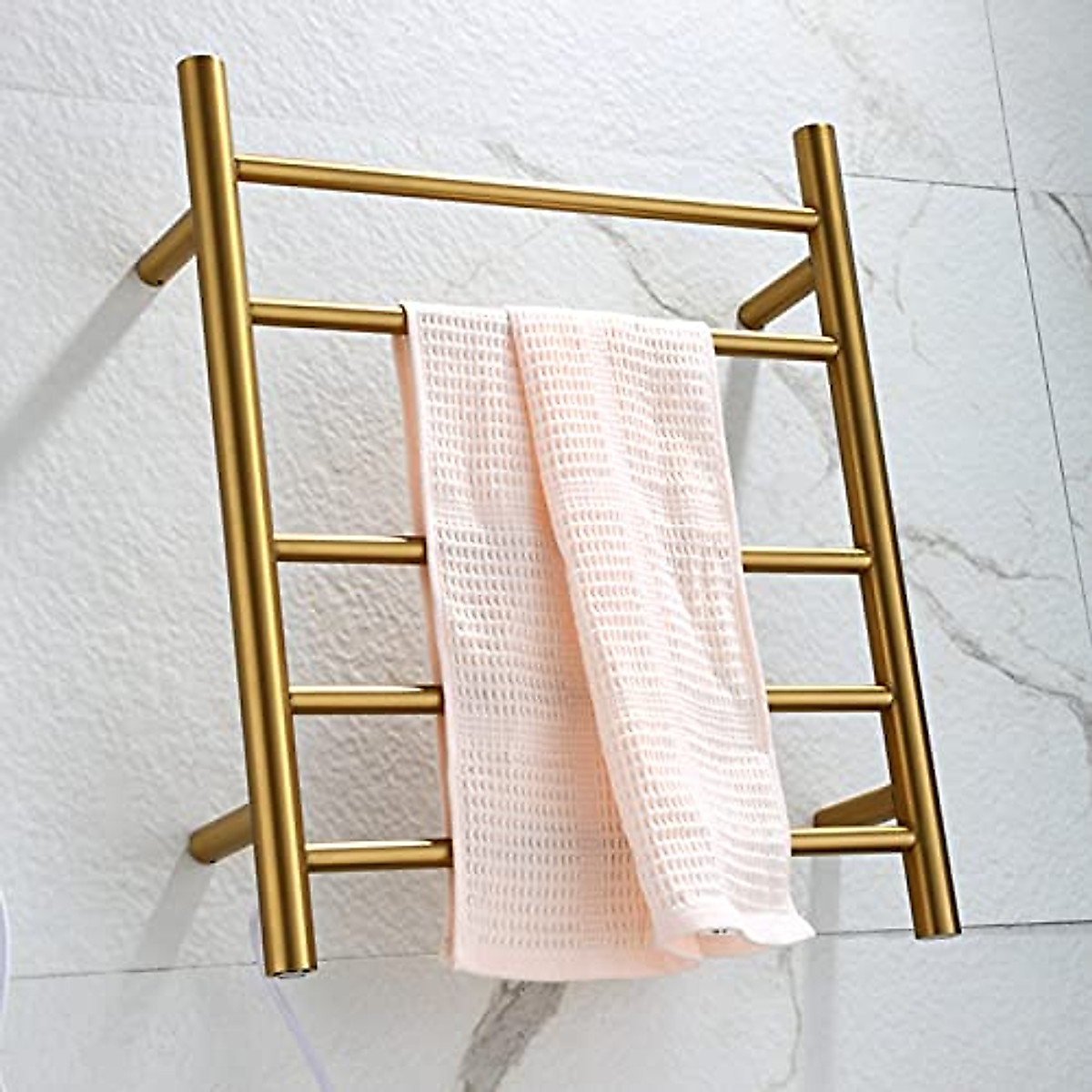 Bathroom Towel Warmer Electric Heated Towel Rack, Black Towel Warmer Wall Mounted Electric Heated Towel Rack with 8 Round Bar, Drying Rack 304 Stainless Steel Electric Heated Towel Rail Rack for Bathr