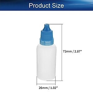 Bettomshin 50Pcs 20ml PE Plastic Squeezable Eye Liquid Dropper Bottles Thin Mouth Lab Reagent Bottle Liquid Sample Seal Sample Storage Translucent Bottle with Blue Cap