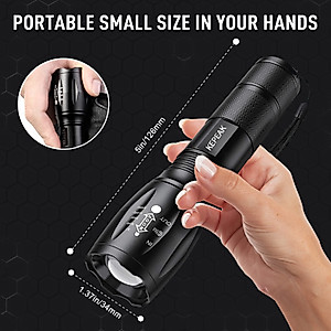 KEPEAK Flashlight, 5 Modes Tactical LED Flashlight, High Lumen IPX5 Water Resistant Flashlight for Camping, Outdoor Hiking, Emergency