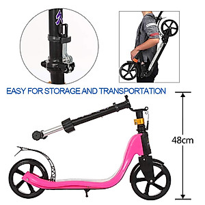 ygqtbc Mongoose Trace Foldable Kick Scooter Series, Featuring Quick-Release Adjustable Height Handlebars and Kickstand with Wheels, Multiple Colors Available (Color : Blue)