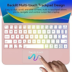 iPad Air 11-inch Generation Keyboard Case Smart Magnetic Folio Keyboard Cover with 7 colors Backlit Multi-Touch Trackpad, for (M2) 2024 / iPad Pro 11 inch (4th/3rd/2nd/1st Gen) / iPad Air 5th 4th Gen
