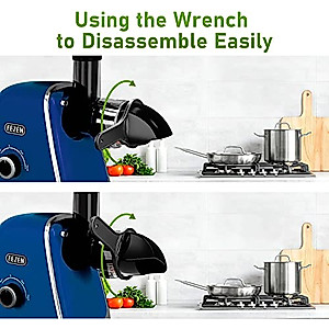 Cold Press Juicer, FEZEN Slow Masticating Juicer With 2 Speeds & Reverse Control, High Juice Yield & Pure Taste, Celery Juice Maker & Beetroot Juice Extractor for High Nutrient Fruits and Vegetables Juice, Easy to Clean, BPA Free