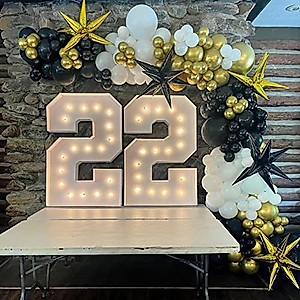 Explosion Star Foil Balloons, 50pcs Black Foil Cone Balloons, 26 inch Starburst Balloons Point Star Balloons for Halloween Christmas Birthday Party Decorations Baby Shower Wedding Photo Booth Backdrop