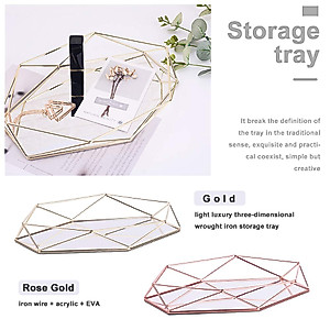 OurHommie Decorative Tray Rose Gold Mirror Jewelry Tray Organizer Rectangle can Hold Cosmetics Makeup Perfume Magazine, Luxury Birthday Day Gift for Girls Women