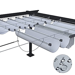 ECOOPTS 3'x16' Retractable Water-Resistant Wave Sun Shade Canopy Pergola Cover Shade Sail Awning for Outdoor Patio Porch Garden Deck Backyard (Light Grey)