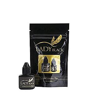 50 Pink + 2 Lady Black 5 ml - 3-4 Seconds Drying time - Retention 5-6 Weeks - Professional Use Only Strong Black Adhesive for Individual Semi-Permanent Extensions Latex Free