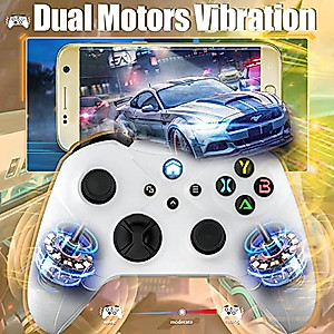 Dinosoo Wireless Controller for Xbox Series X/S/Xbox One/Xbox One S/One X, Compatible with Android/PC Windows 10/11, Built-in Dual Vibration TURBO Function 3.5mm Headphone Jack Macro Function White