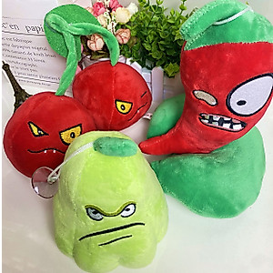 Suyudian 3 PCS PVZ Plant and Zombies Plush Plants Sets 1 2 Stuffed Soft Toys Chili, Double Cherry, Wogua PVZ Figure Doll, Great Gifts for Boys and Girls New