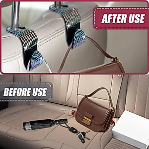 deemars 2 Pack Car Seat Headrest Hook, Bling Car Hooks Front Seat, Back Seat Organizer Hanger Storage Hook Car Purse Hook for Bags, Clothes, Coats, Grocery Bags (Colorful)