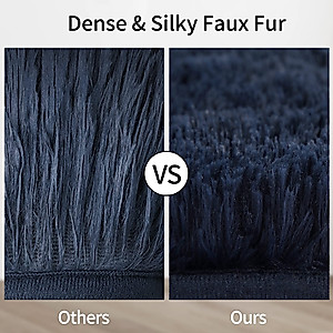 WESTLOOM 9x12 Shag Area Rug Extra Large Plush Fluffy Rugs for Living Room, Ultra Soft Modern Furry Fur Rugs for Bedroom Non Shedding Fuzzy Accent Rug Carpet Floor Rugs for Home Decor, Navy