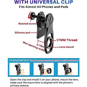 APEXEL Professional Macro Photography Lens for Smartphone, Macro Lenses for iPhone, Samsung, Galaxy, Oneplus, Android Phone(Fits for Almost All Phone), Cell Phone Macro Lens Attachment for iPhone 13