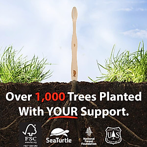 SeaTurtle Plant-Based Bristles, Bamboo Toothbrushes, Soft Natural Toothbrush for Adults, 4 Pack