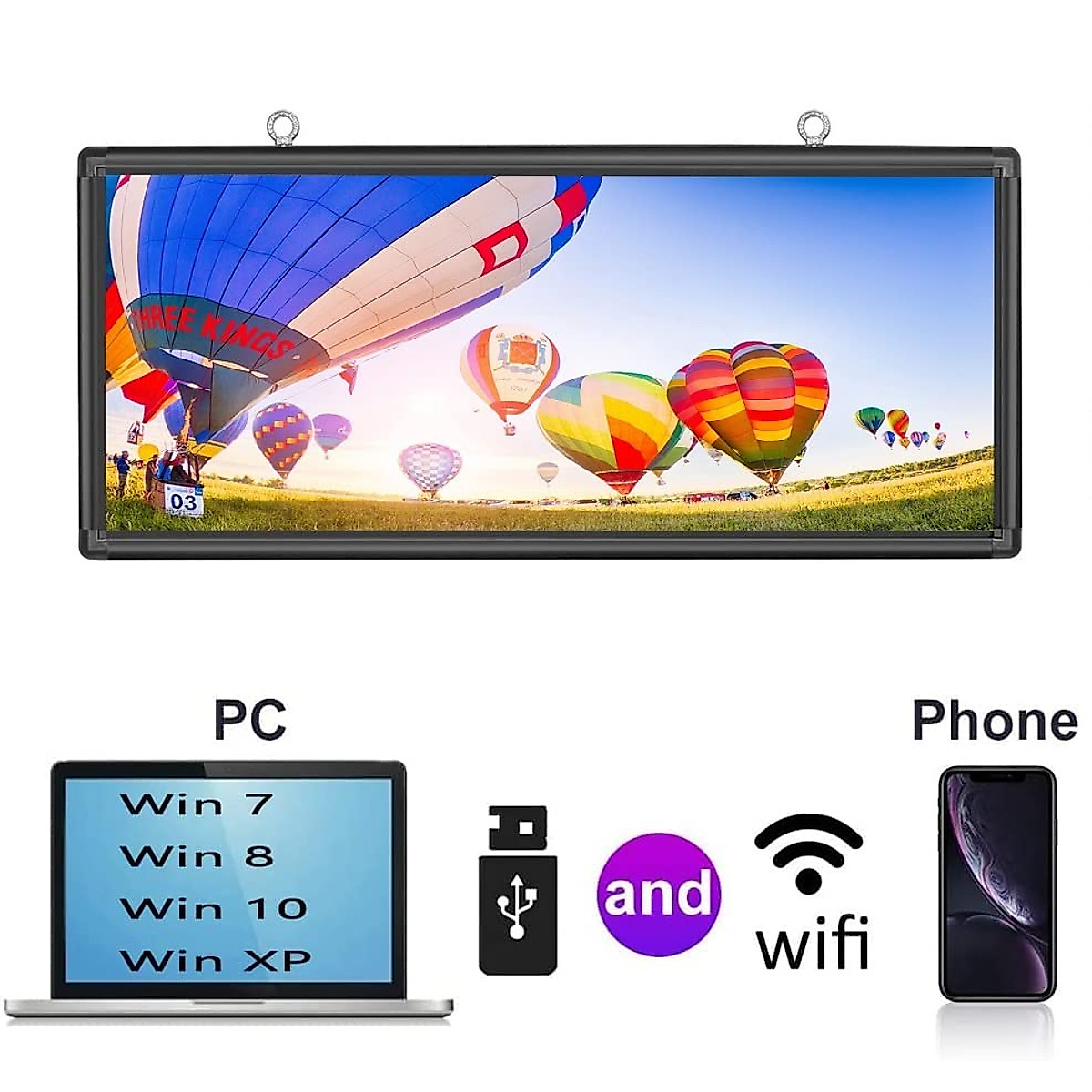 PH6 mm Outdoor LED Sign,40" x 18" Full Color Programming Support Texts, Images and Video Display.HIGH DEFINITION & HIGH BRIGHTNESS