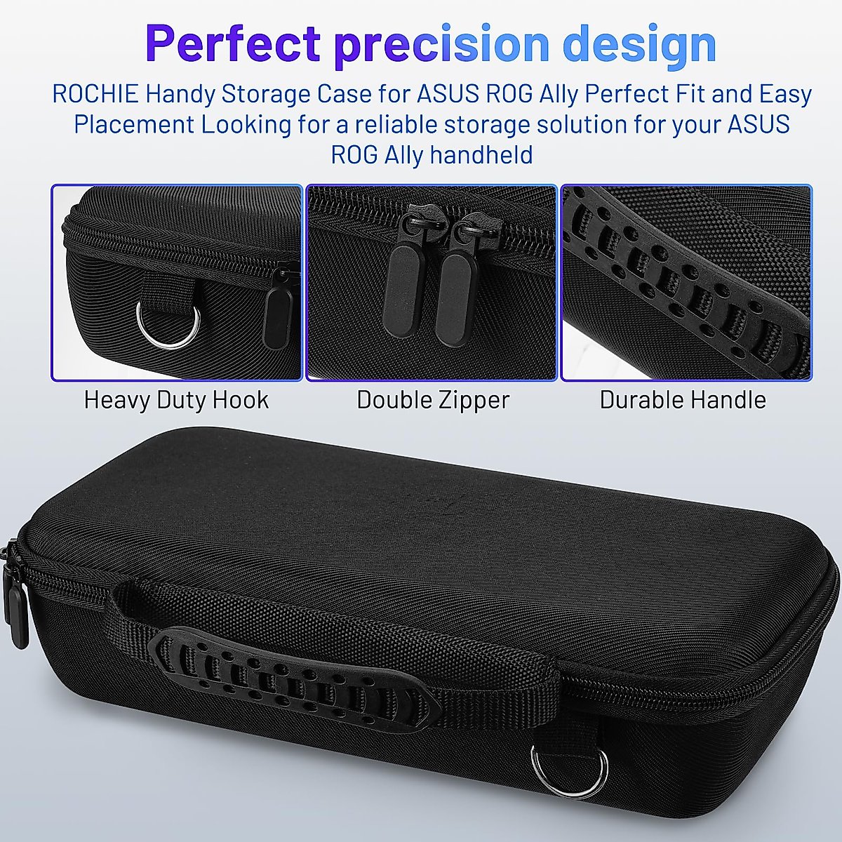 ROCHIE for ASUS ROG Ally Handheld Storage Case - EVA Drop-Proof and Scratch-Resistant Portable Box Carrying for Portable Hard Shell Gaming Carry ASUS Allys Gamings