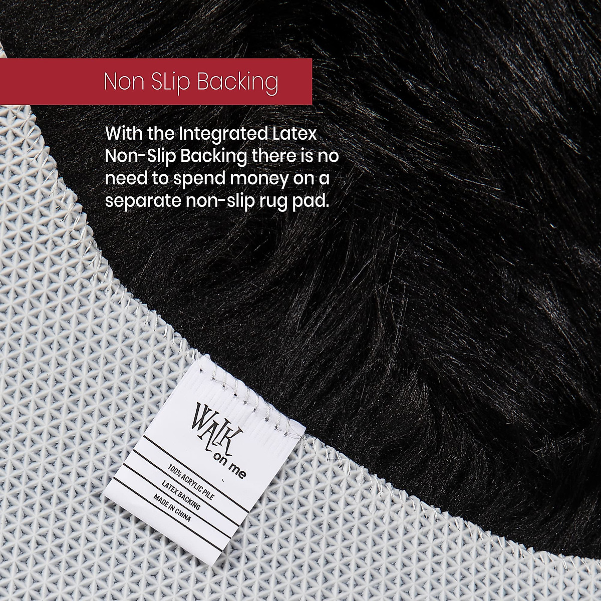 Silky Soft Faux Fur Rug, 2 ft. x 3 ft. Black Fluffy Rug, Sheepskin Area Rug, Shaggy Rug for Living Room, Bedroom, Kid's Room, or Nursery, Home Décor Accent, Machine Washable with Non-Slip Backing