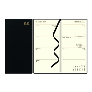 LETTS Signature Weekly/Monthly Planner, 12 Months, January to December, 2023, Week-to-View, Bonded Leather, 6.625" x 3.25", Black (C38SUBK-22)