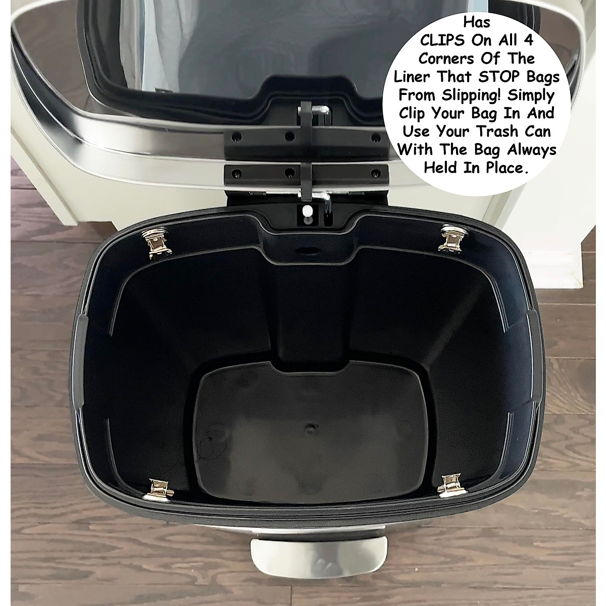 Homie 13 Gallon Kitchen Trash Can Soft Close with Anti - Bag Slip Liner and Lid, Use as Garbage Basket, Tall Dust Bin, or Decor in Bathroom, Restroom, Kitchen, or Bedroom (Brushed Stainless Steel)