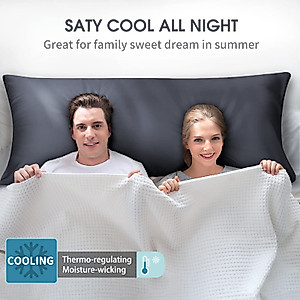 Fittia Body Pillow Case 20x54, Soft Silky Cooling Body Pillow Cover with Envelope Closure, Breathable Cooling Pillow Case 1 Pack, Dark Grey