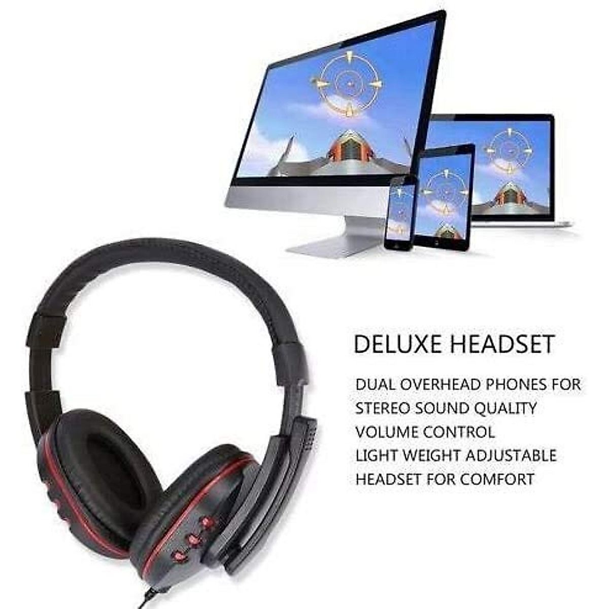 Raxinbang Headset Headphones Microphone Computer Game Headphones in-line Headphones for PS4 Bilateral Headphones Adjustable Anti-Noise Microphone