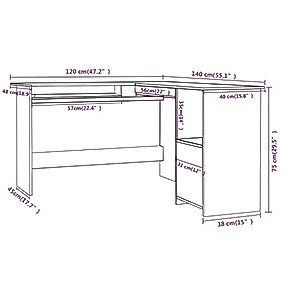 ZQQLVOO L-Shaped Corner Desk,Computer Desk, Worktable, Office Desk, Reading Table, Study Table, Writing Desk,with a Pull-Out Keyboard Tray,with 2 Open Shelves, White 47.2"x55.1"x29.5" Chipboard