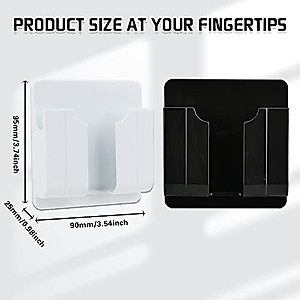 WZSANDS 4PCS Wall Mount Phone Holder with Adhesive, Phone Stand with Data Line Receiving Hole, Bed Side Shelf,Remote Control Stand, Use for Home,Office Black