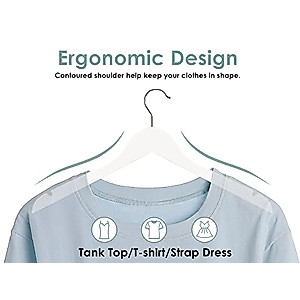 StorageWorks White Wooden Hangers, 10 Pack Slim Natural Wood Hangers, Premium Solid Wood Clothes Hanger for Tank Top, T-Shirt, Strap Dress