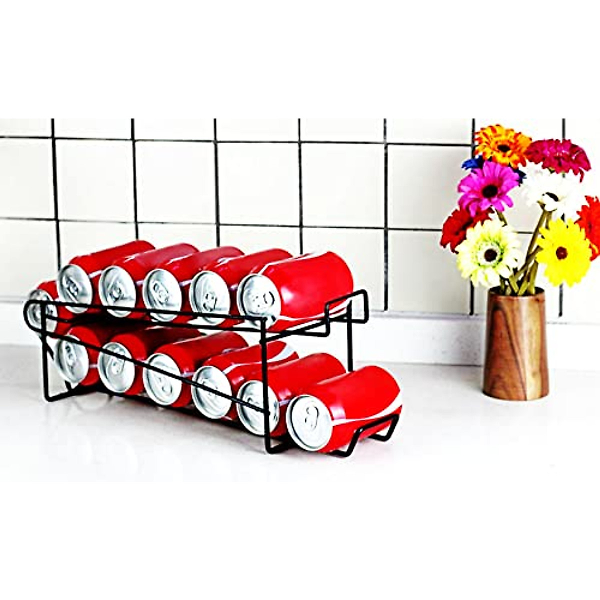 Neat-O Stylish Sturdy Steel Can Beverage Dispenser Rack Organizer, Black (Dispenser)