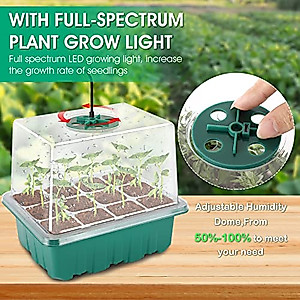 Seed Starter Tray, 6PCS Seed Starter Kit with Grow Light, Seedling Trays with Humidity Domes, Covers Height 3.9", Indoor Gardening Plant Germination Trays (12 Cells per Tray)