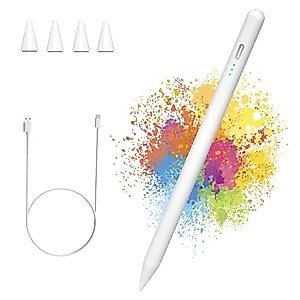 Stylus Pen for iPad,ipad Pen for iPad 10/9th,Apple Pencil Compatible with iPad Pro 12.9/11in,iPad Air 5/4/3,iPad Mini 6th/5th Gen,iPad 6/7/8th Gen,ipad Pen with Palm Rejection,4 Replaceable 1.5mm Tips